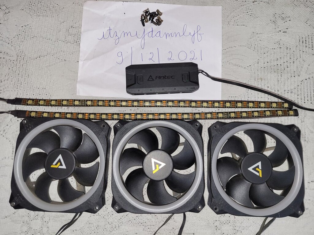 Antec prizm 120mm pwm fan*3, controller hub and 2*magnetic led strip ...