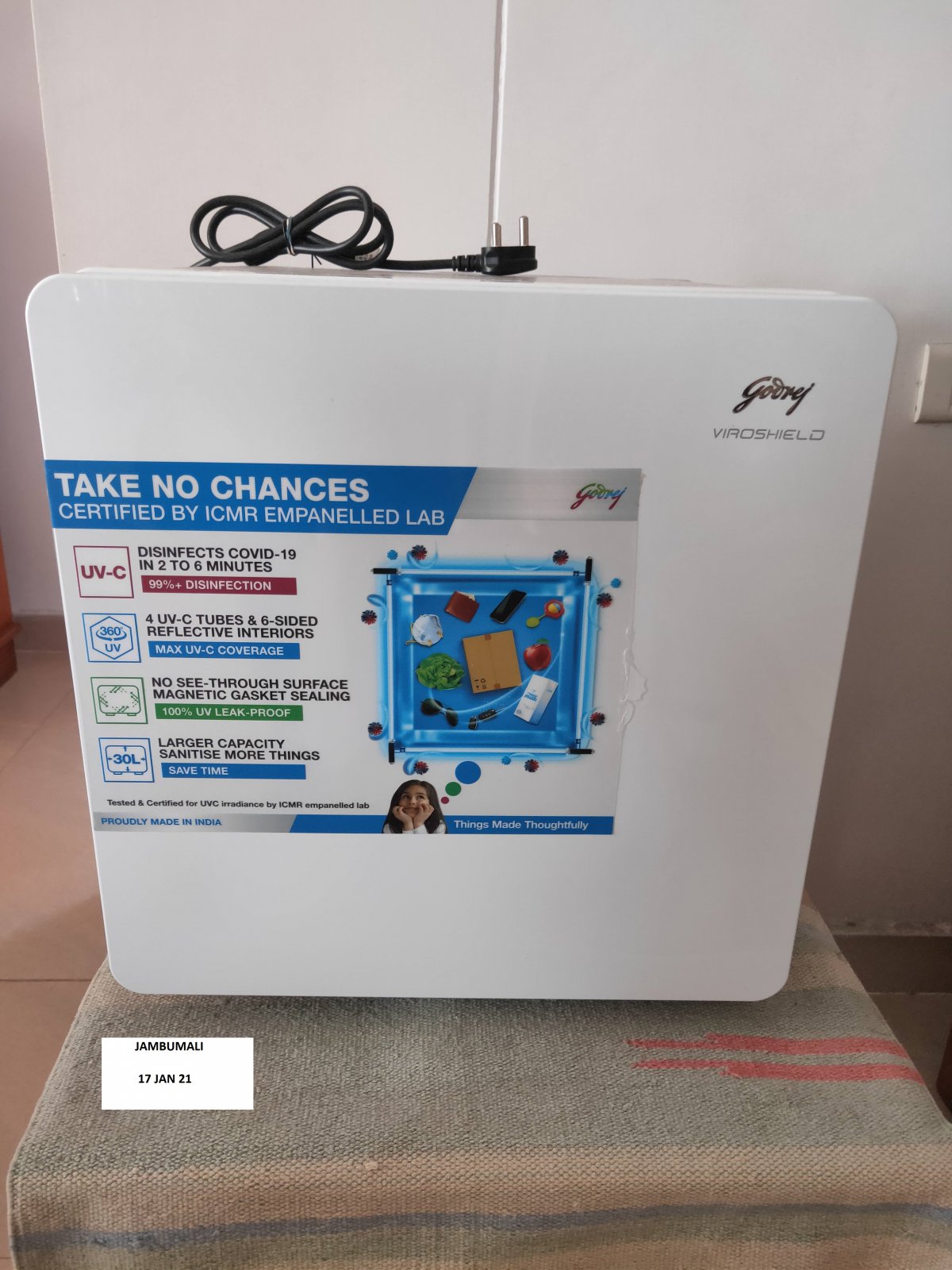 Godrej Viroshield 4.0 UV Box 30L for Sale - 8 months warranty - Closed ...